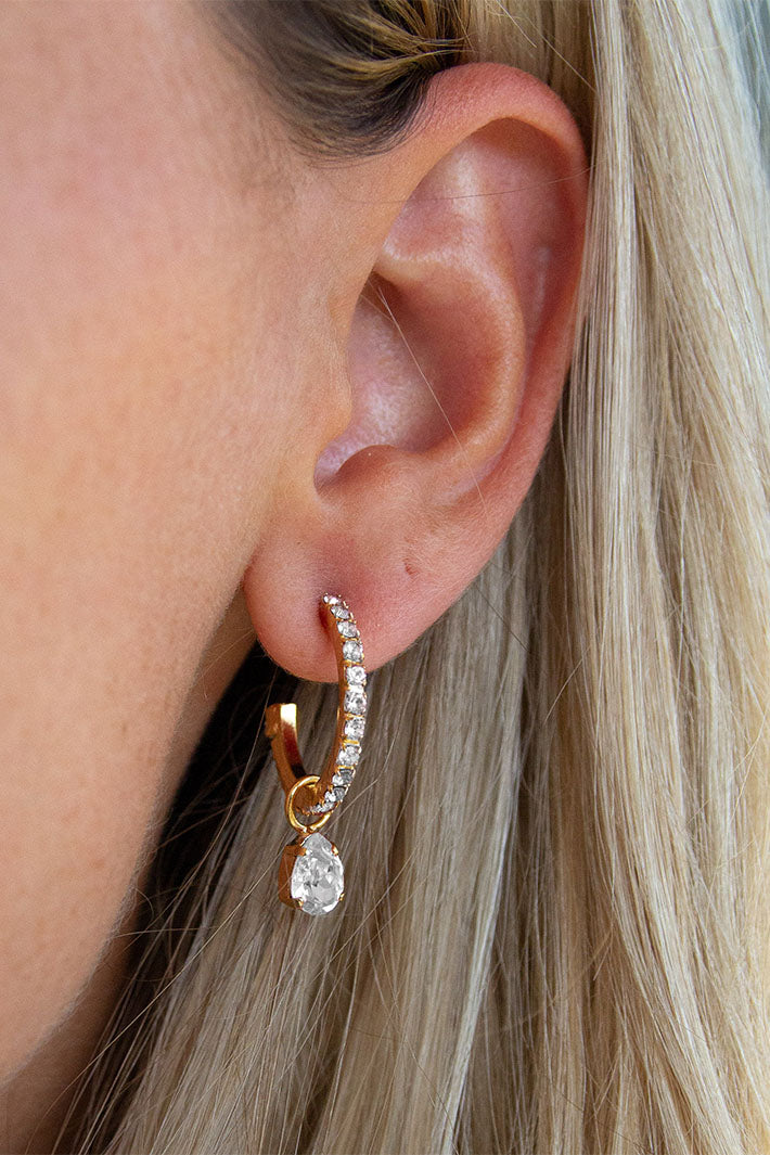 Caroline Svedbom Tracy Loop Earrings Gold Crystal 101229100101 – Olivia Grace Fashion