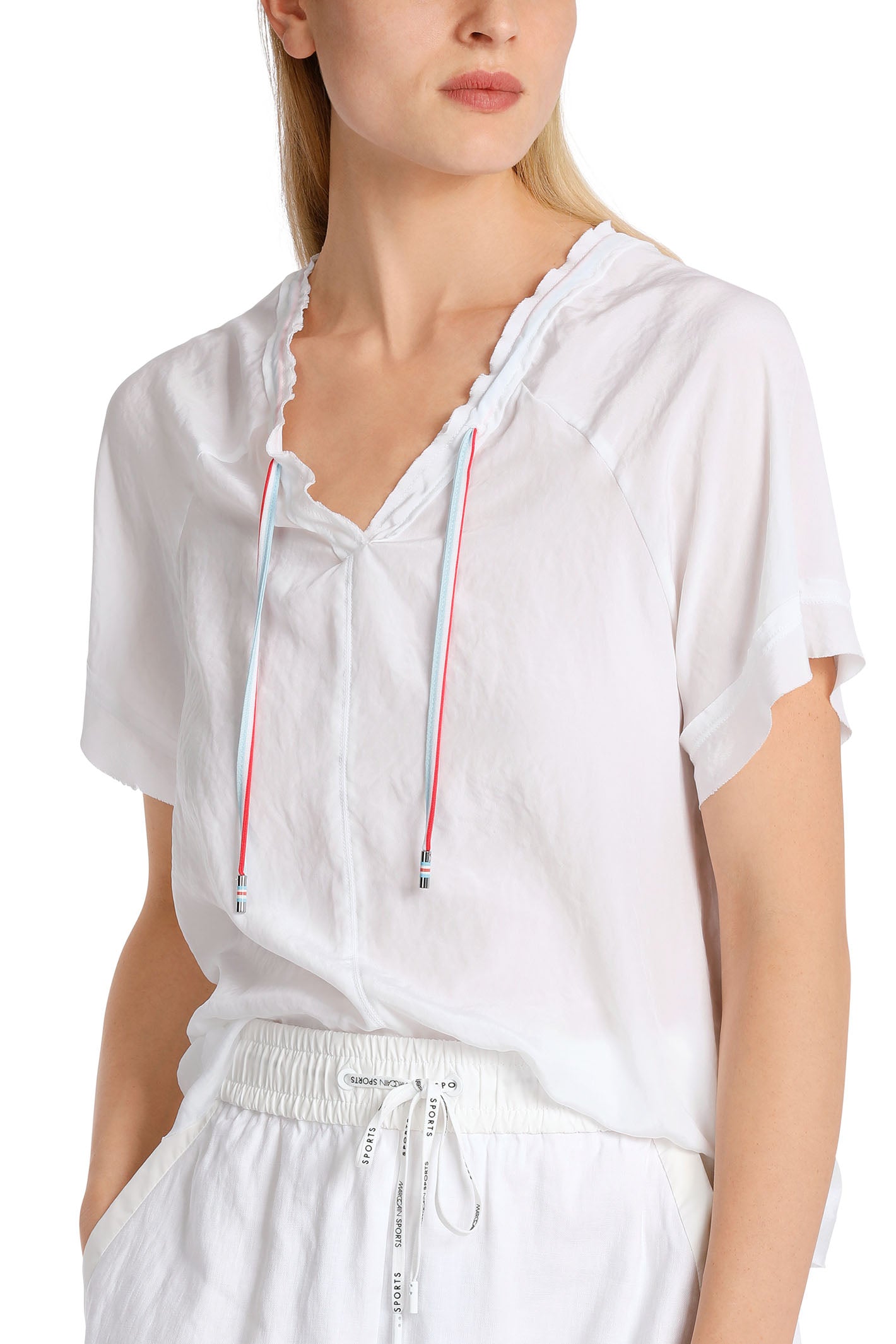 Marc Cain Sports WS 55.07 J67 100 White V-Neck Top – Olivia Grace Fashion