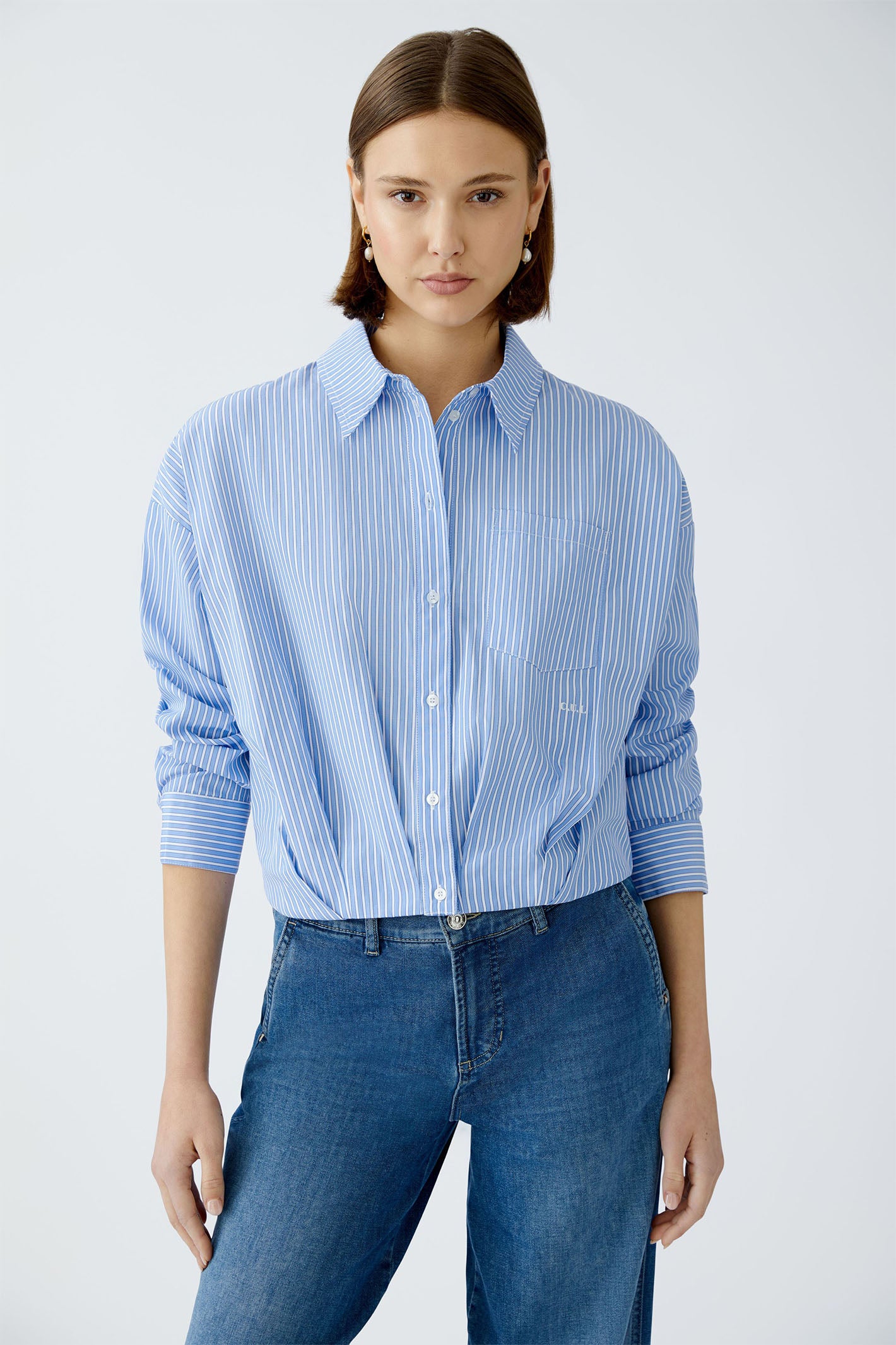 Oui 89888 Blouse Blue White Stripe – Olivia Grace Fashion