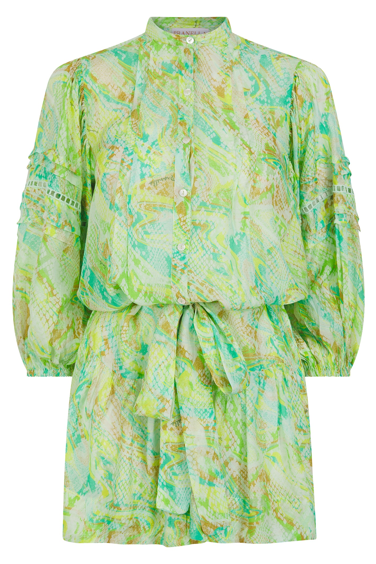 Pranella Mini Dress Echo Green Basilisk Print – Olivia Grace Fashion