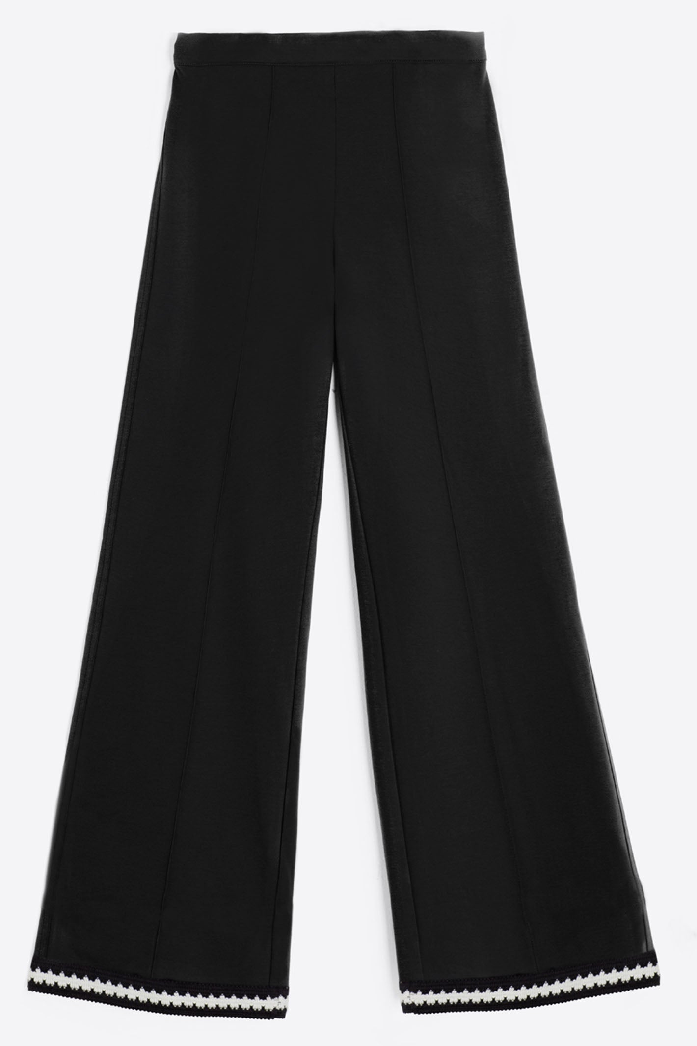Vilagallo 30964 Black Wide Leg Crochet Hem Pull-On Trousers – Olivia ...