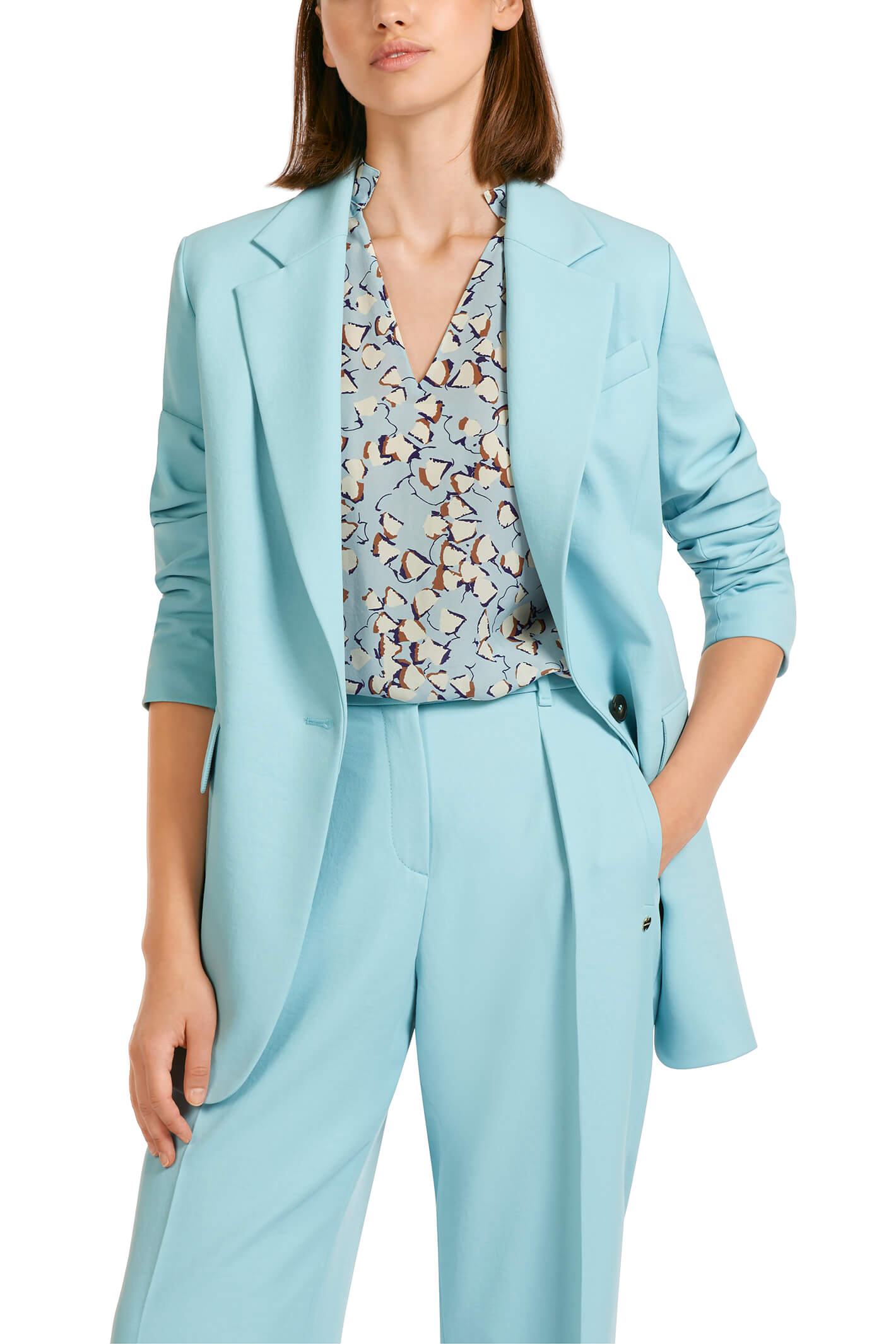Marc Cain Collection UC 34.07 W03 Atmospheric Blue One Button Jacket ...