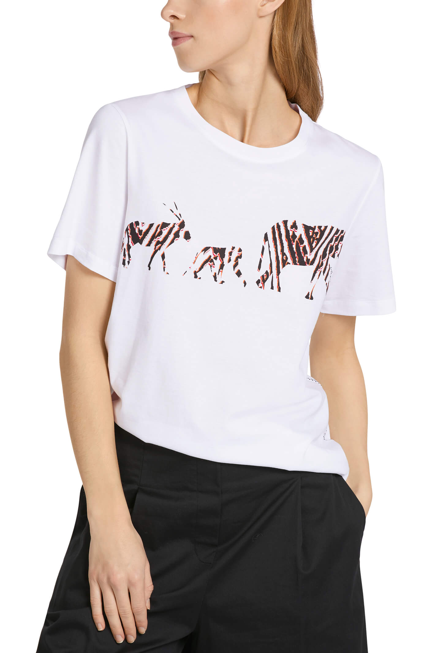 Marc Cain Collection UC 48.10 J81 White African Fairy Tale Motif T-Shi ...